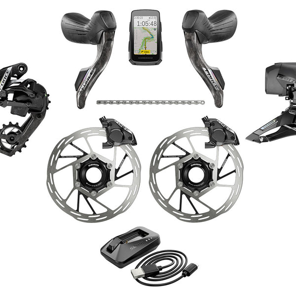 SRAM Force eTap AXS Road Groupset - 2x12-Speed, HRD Shift/Brake Levers, FM Calipers, Rotors ...