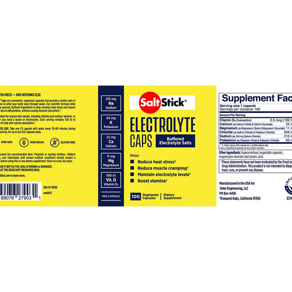 Salt Stick Electrolyte Caps - 100 Count Bottle - ONT10166 | TPC - The ...