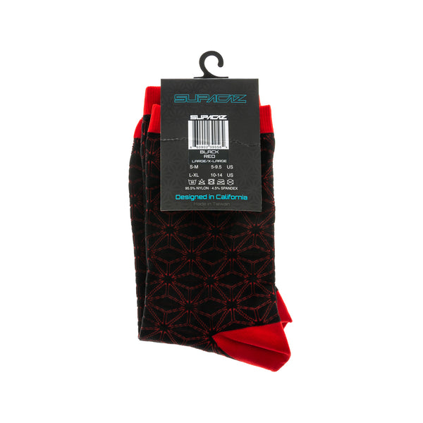 Supacaz Asanoha Socks Black & Red Large/X-Large | The Pro's Closet