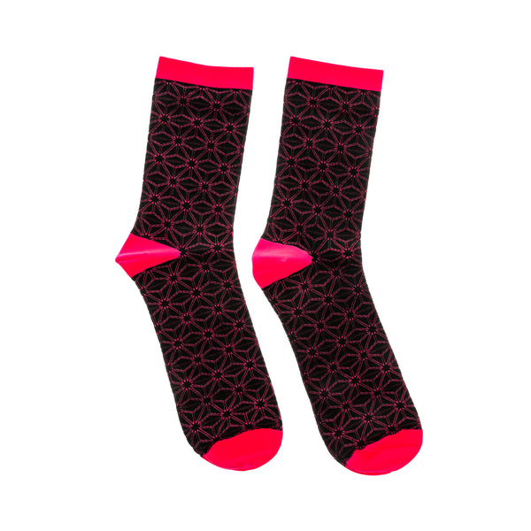 Supacaz Asanoha Socks Black & Neon Pink Large/X- | The Pro's Closet