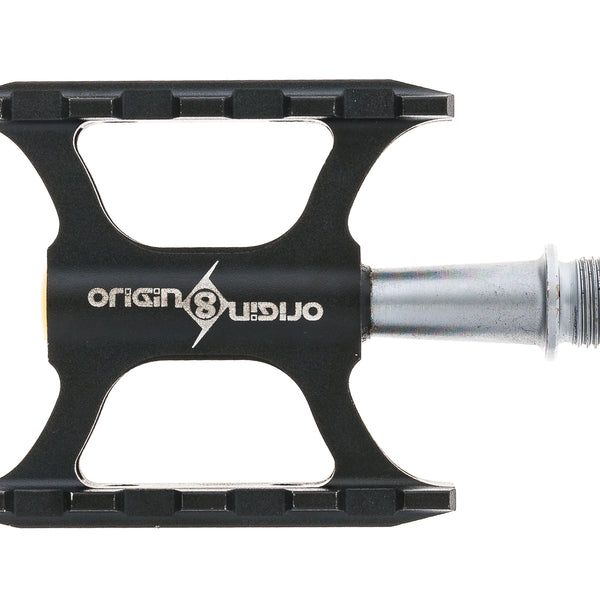 Origin 8 Flat Pedals Aluminum Black/Gold Cap 9/1 | The Pro's Closet