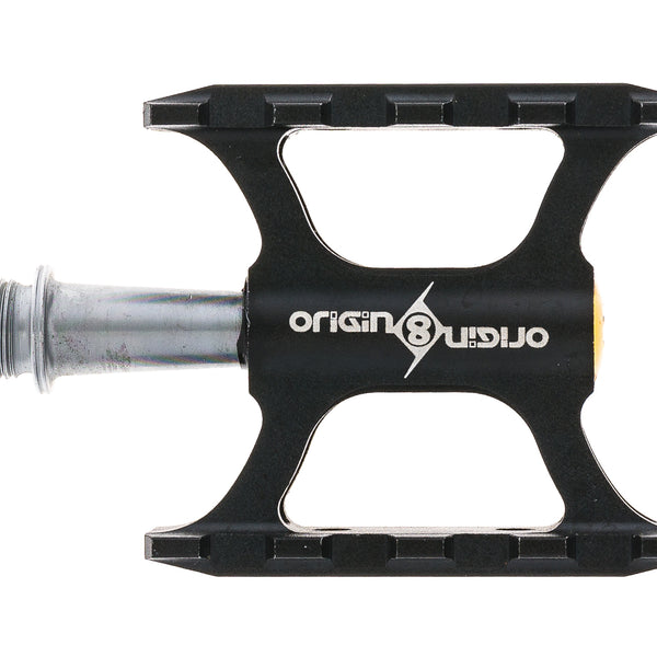 Origin 8 Flat Pedals Aluminum Black/Gold Cap 9/1 | The Pro's Closet