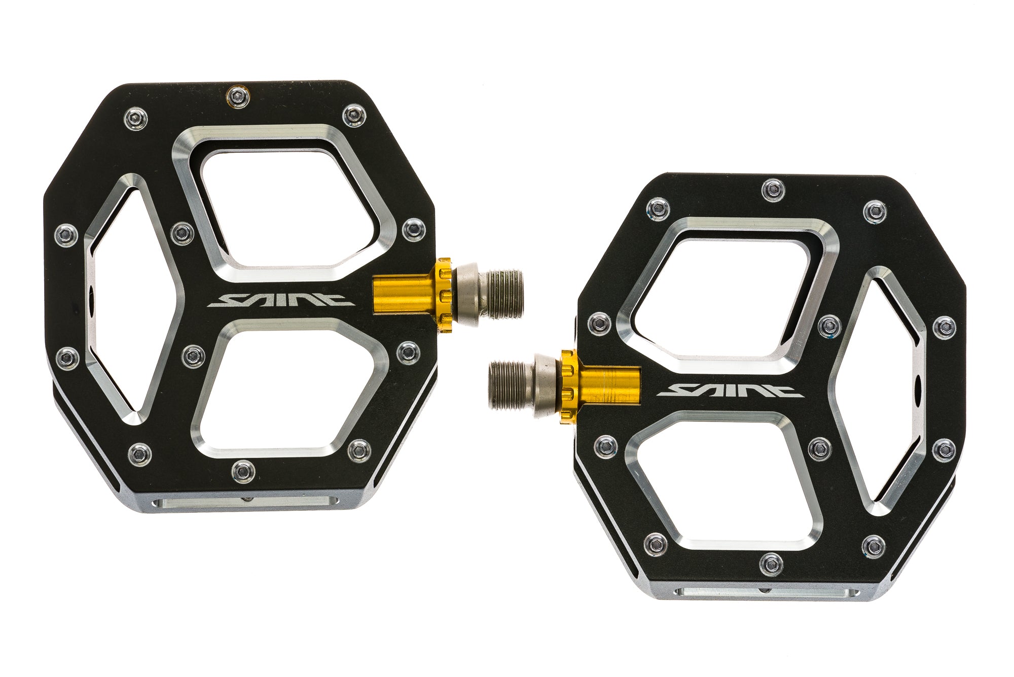 Shimano Saint PD-M828 Flat Pedals Black/Silver | The Pro's Closet